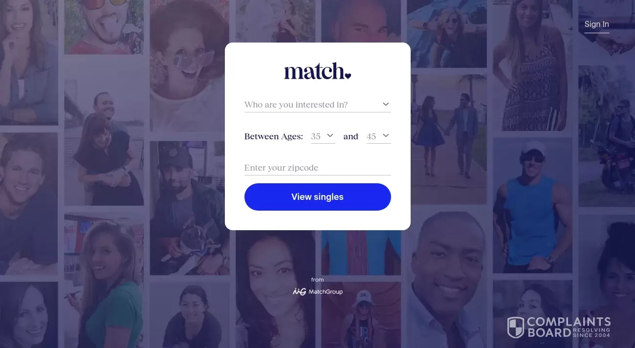 Match.com Review: unable to sign into my account - ComplaintsBoard.com